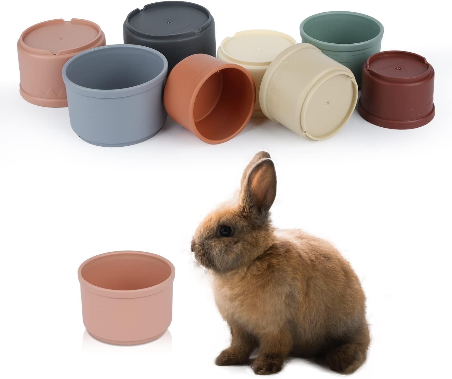 8pcs Rabbit Stacking Cups, Multicolored Stack Up Bunny Cups Reusable ...