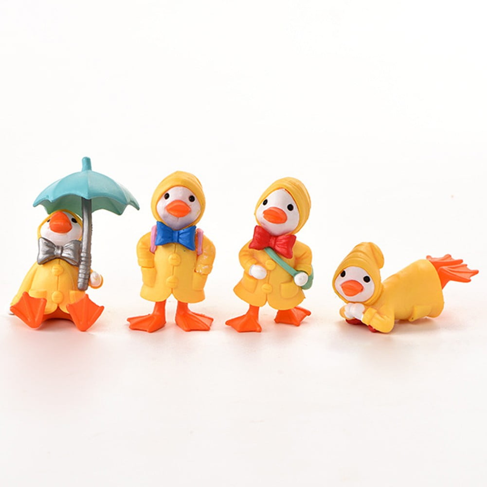 8pcs Raincoat Duckling Duck With Umbrella Plastic Statue Glassware ...