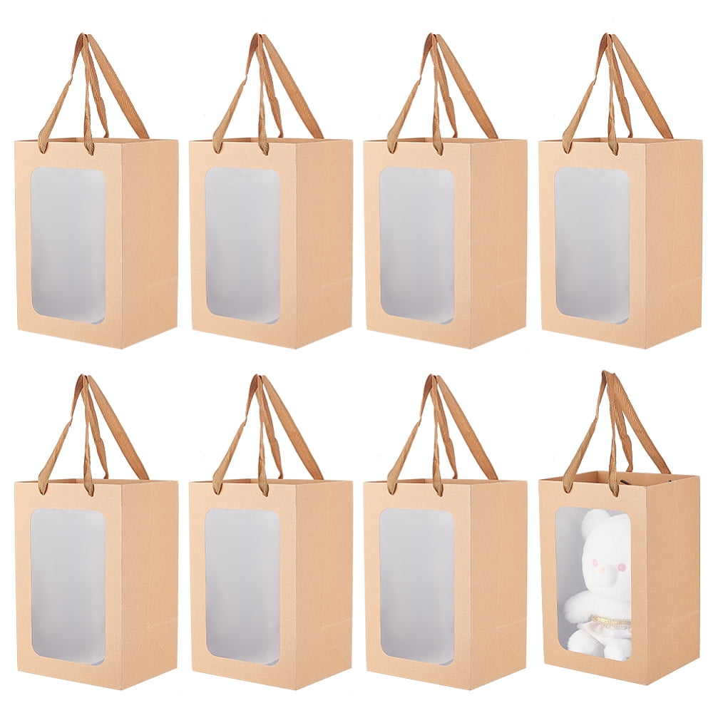 8pcs Rectangle Paper Gift Bags with Plastic Visible Window and ...