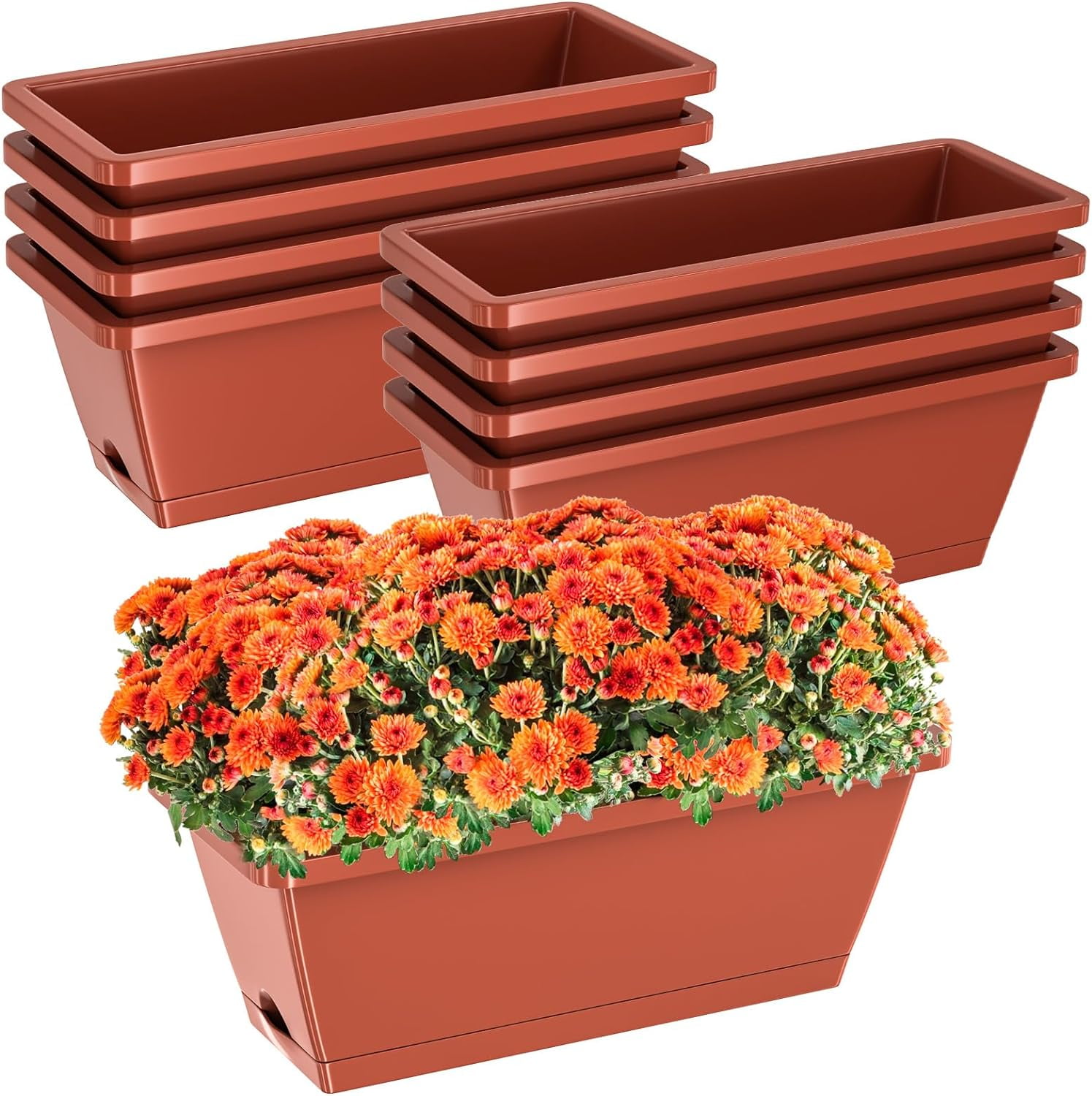 8pcs Rectangle Window Boxes Planters, 17 Inches Long Window Sill ...