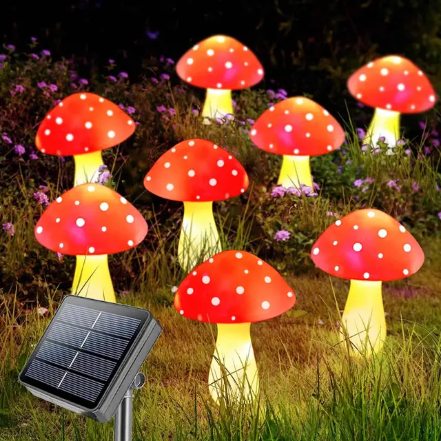 Solar Red LED Landscape & Walkway Mushroom Light - Walmart.com