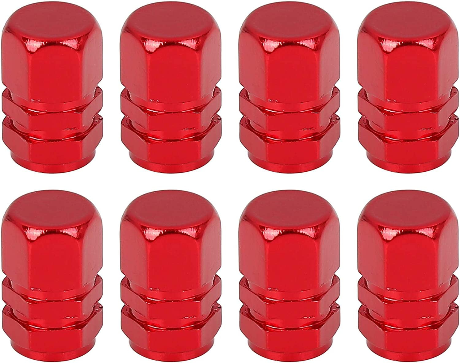 8pcs Red Tire Stem Valve Caps Wheel Valve Covers Car Dustproof Hexagon ...