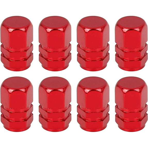 8pcs Red Tire Stem Valve Caps Wheel Valve Covers Car Dustproof Hexagon ...