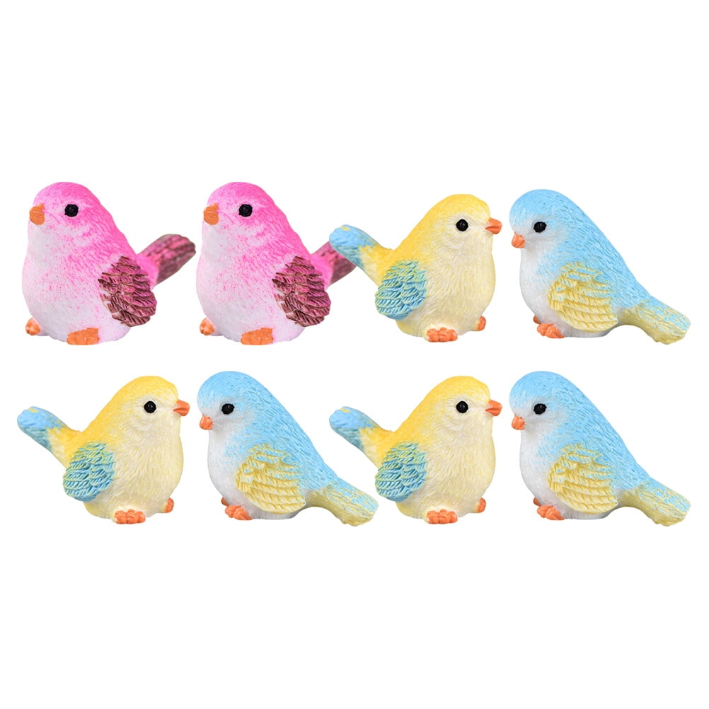 8pcs Resin Bird Figurines Embellished Garden Statue Mini Bird Ornaments ...