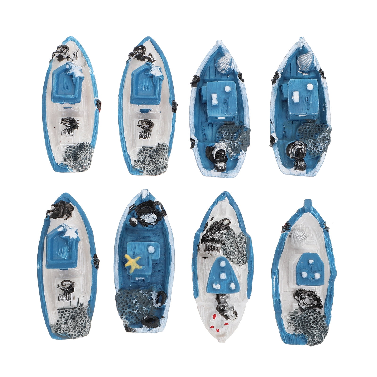 8pcs Resin Yacht Models Fish Tank Yacht Adornments Decorative Boat ...