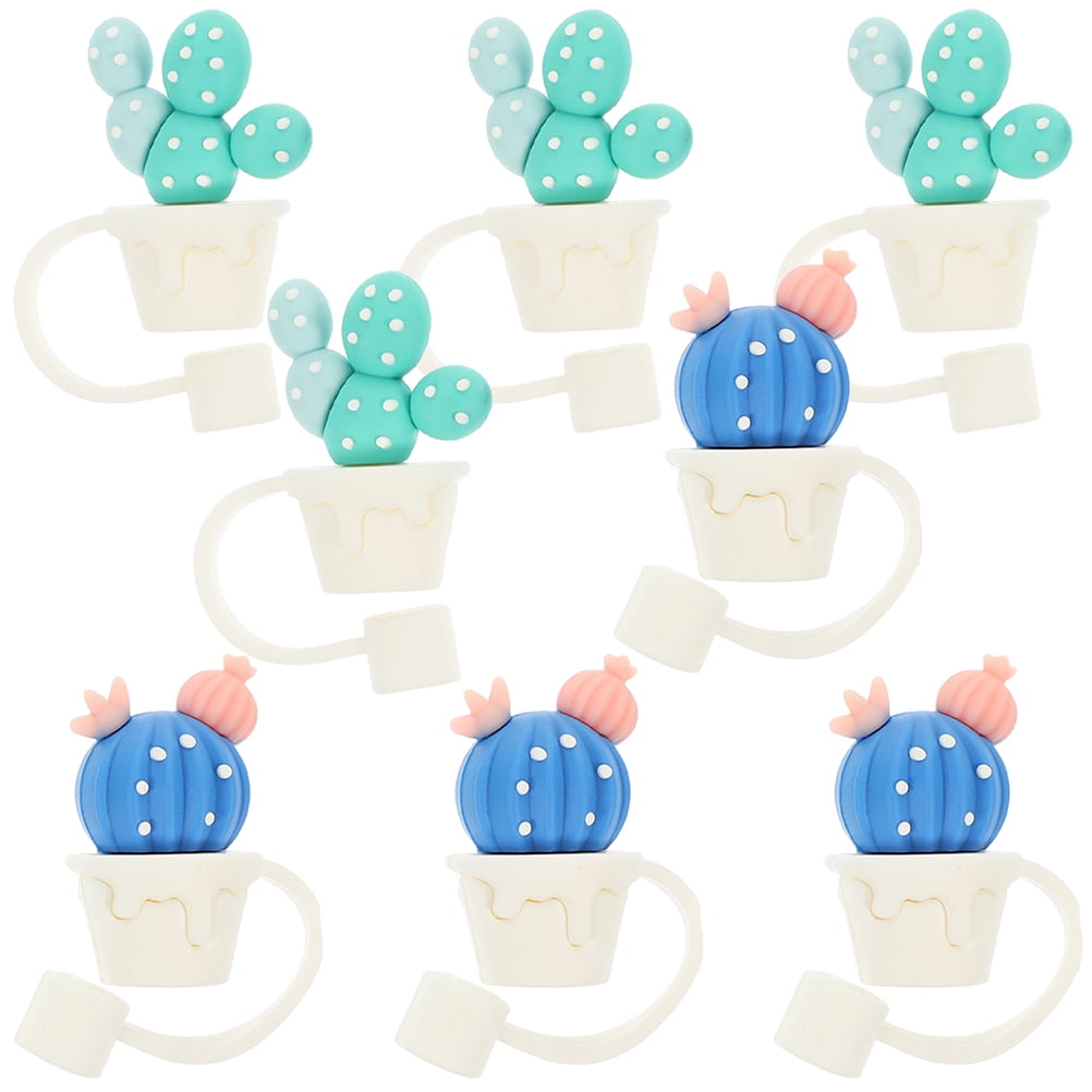 8pcs Reusable Drinking Straw Caps with Cartoon , Straw Lids, Plugs, and ...