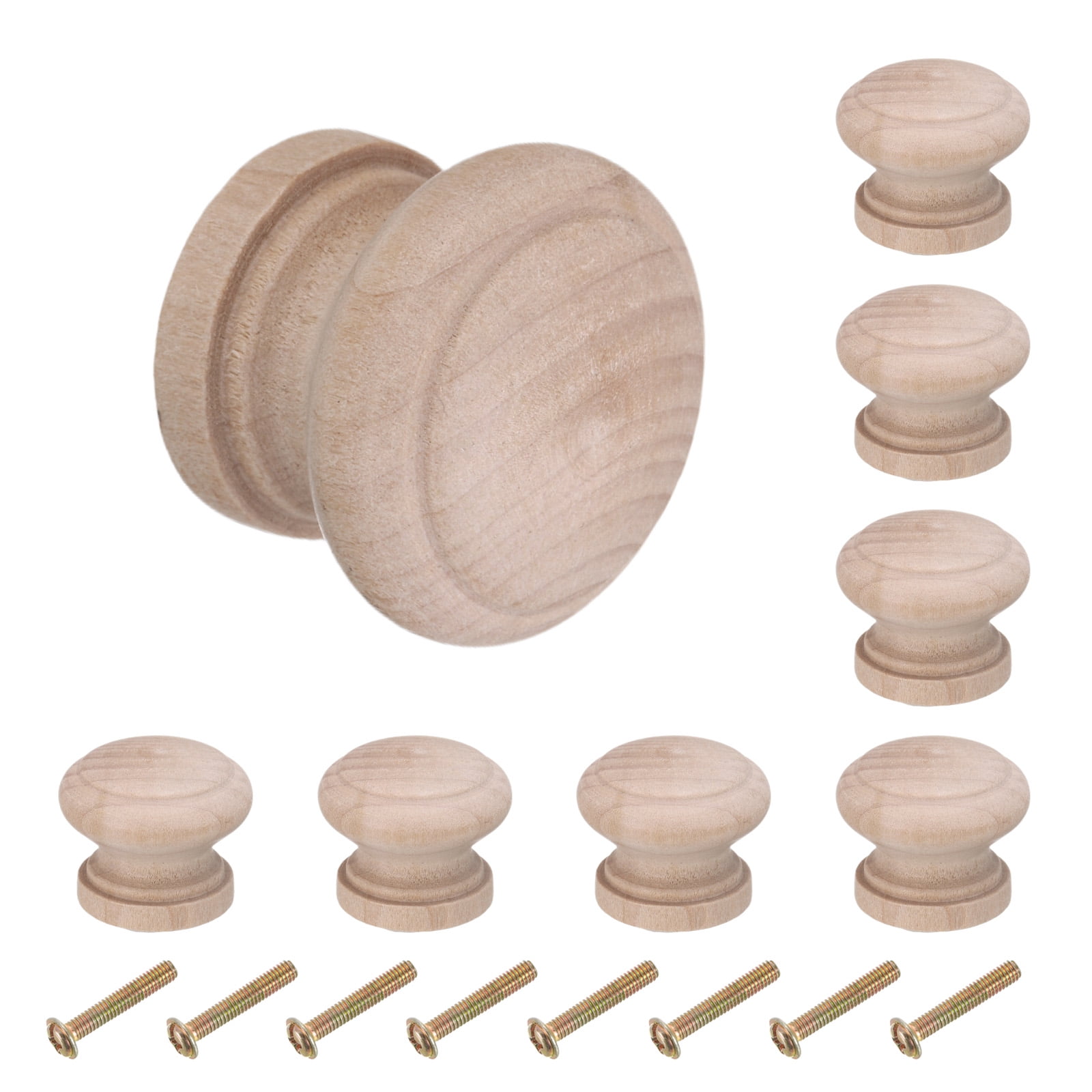 8pcs Round Wooden Knobs, 28mm/1.1" Mushroom Shape Single Hole Drawer ...