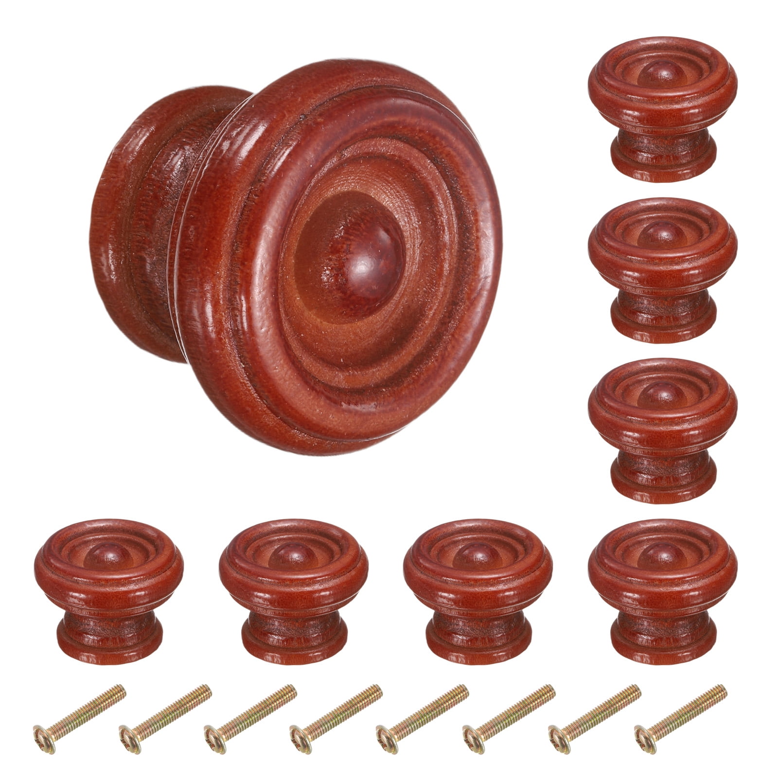 8pcs Round Wooden Knobs, 37mm/1.5" Mushroom Shape Single Hole Drawer ...