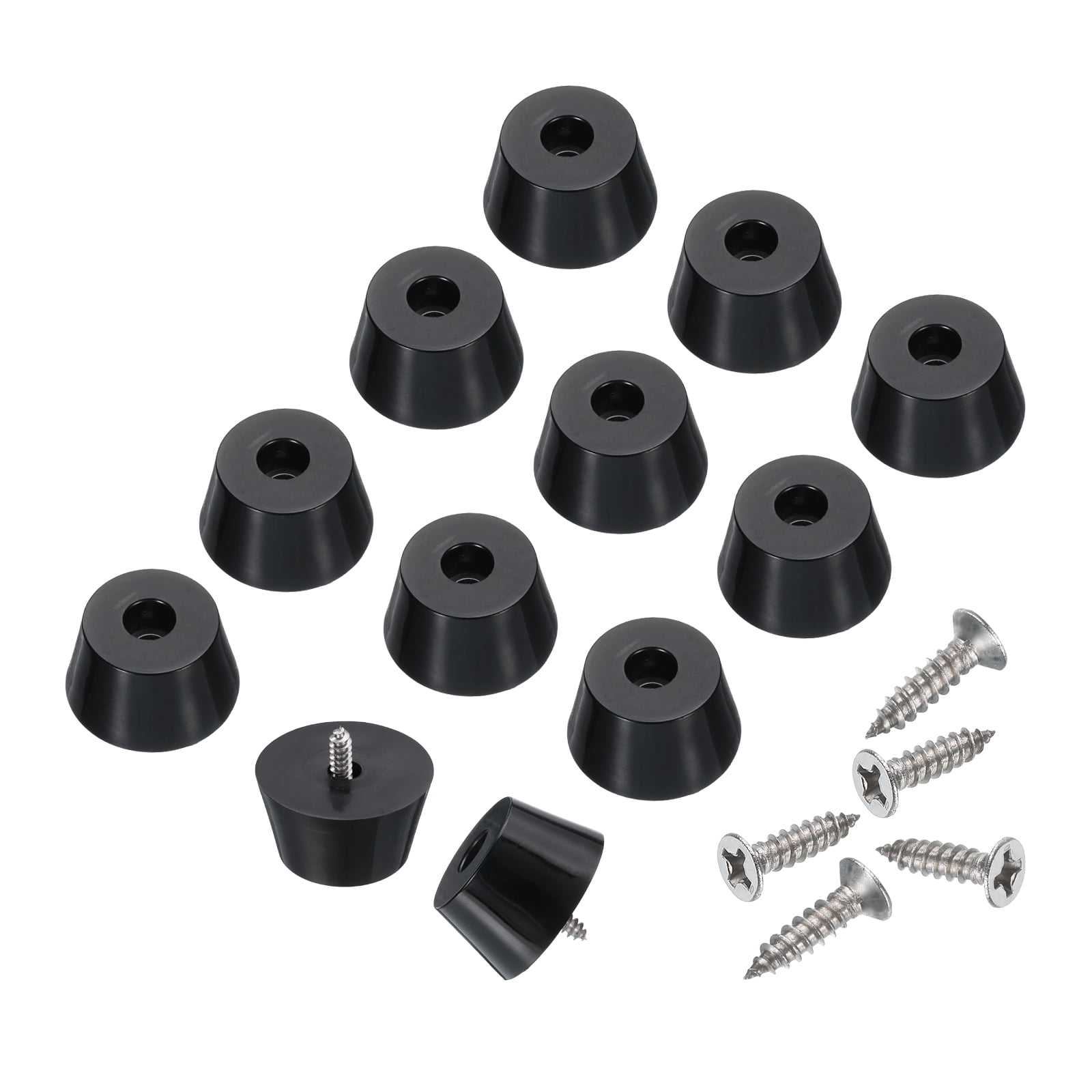 Uxcell 8pcs Rubber Feet Bumpers Buffer with Screws Black 0.9"H x 1.6"D ...