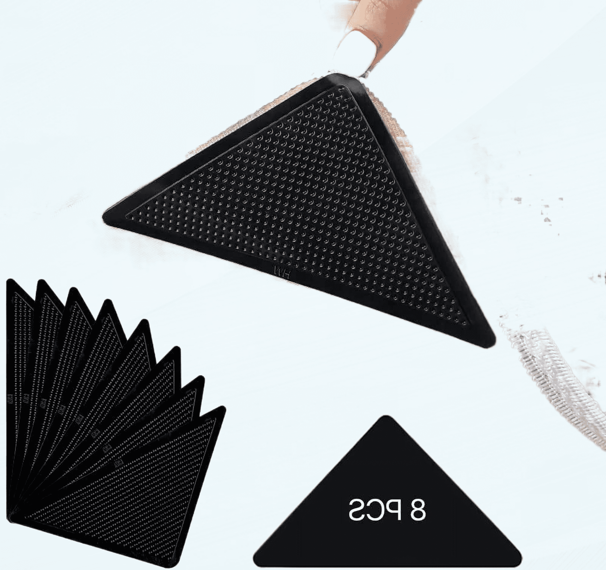 8pcs Rug Carpet Grippers Triangle Rubber Mat Sticker Reusable Non Slip ...