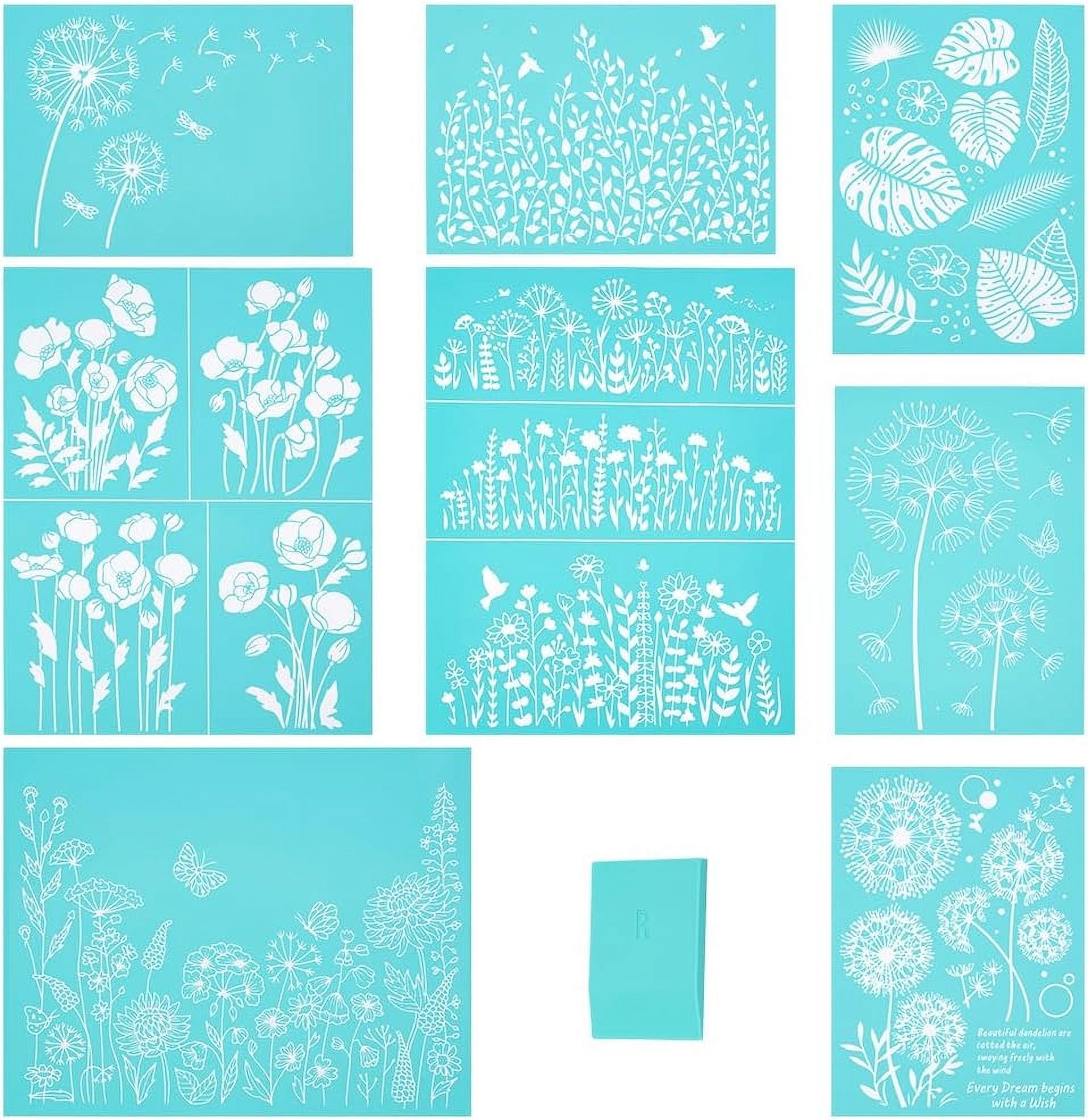 8pcs Self-Adhesive Silk Screen Printing Stencil Dandelion Wildflower ...