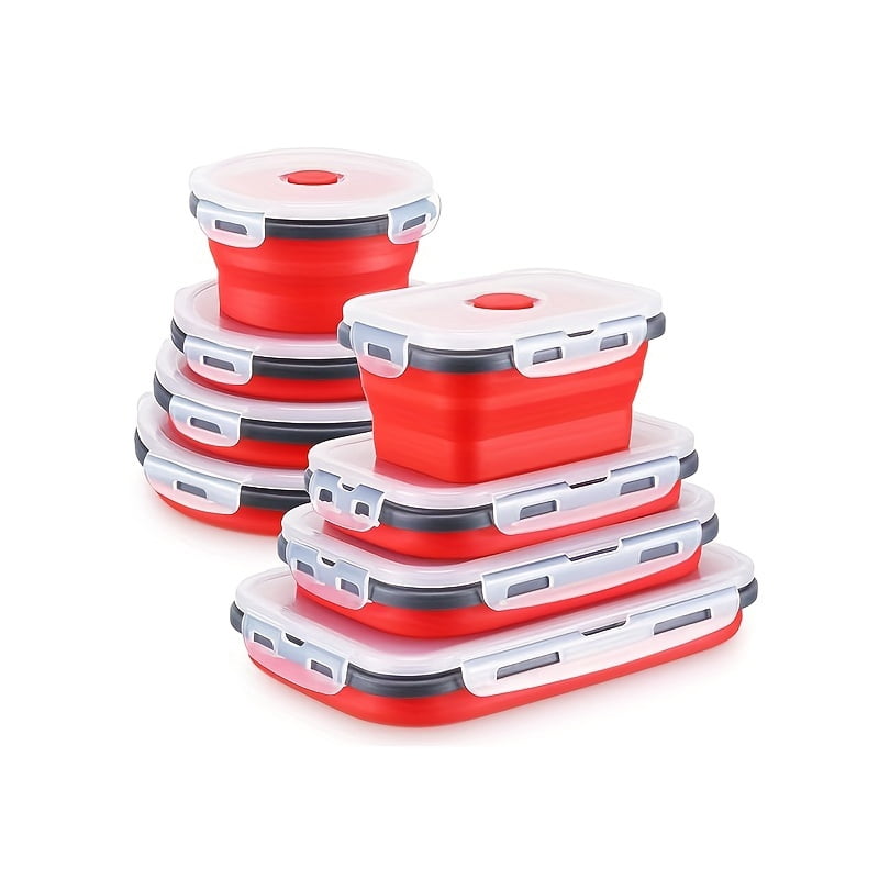 8pcs Set Foldable Food Storage Containers - Silicone Lunch Box With ...