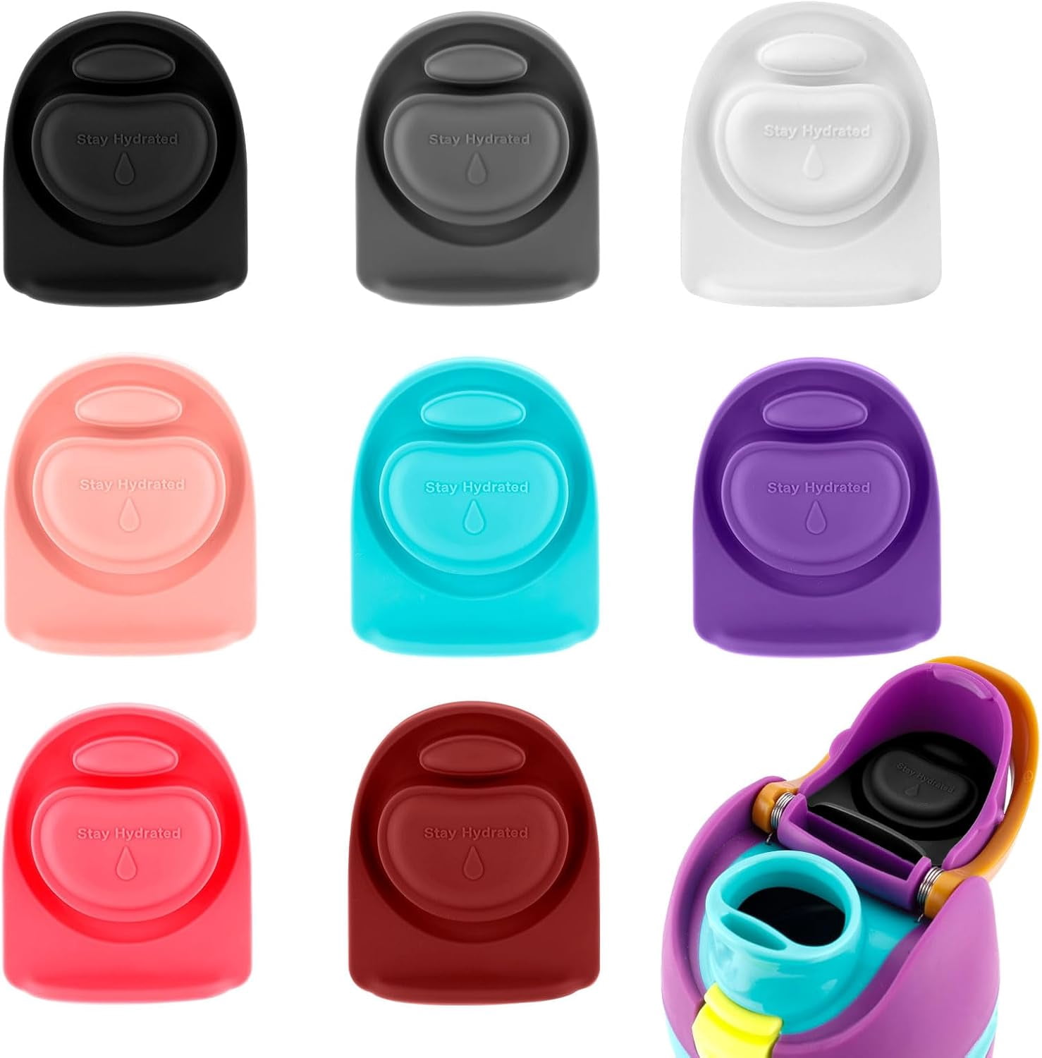 8pcs Silicone Bottle Stopper for Owala FreeSip 24oz 32oz, Water Bottle ...