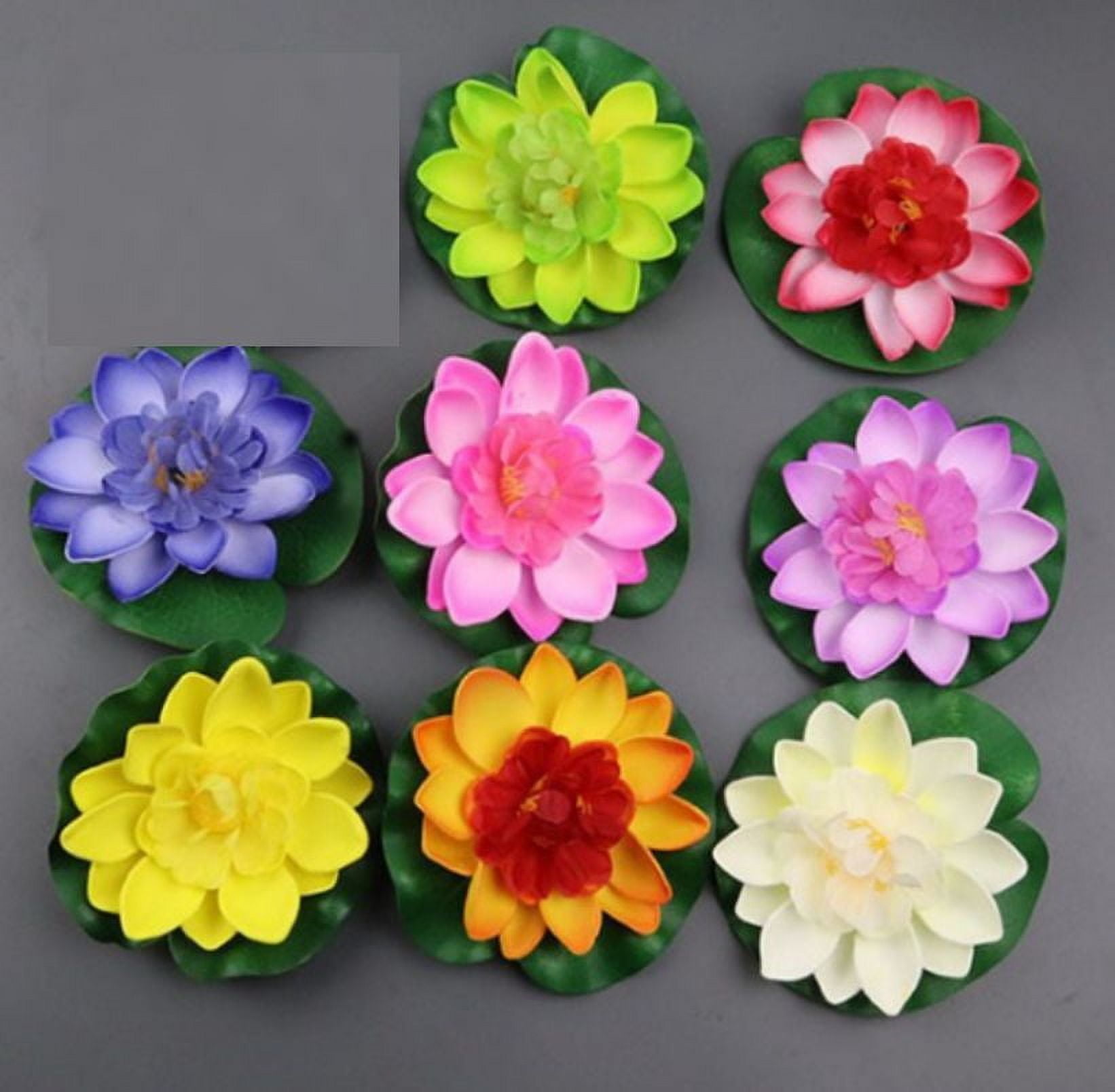8pcs Simulation Lotus with Water Lily Pad Lifelike Ornanment Floating ...