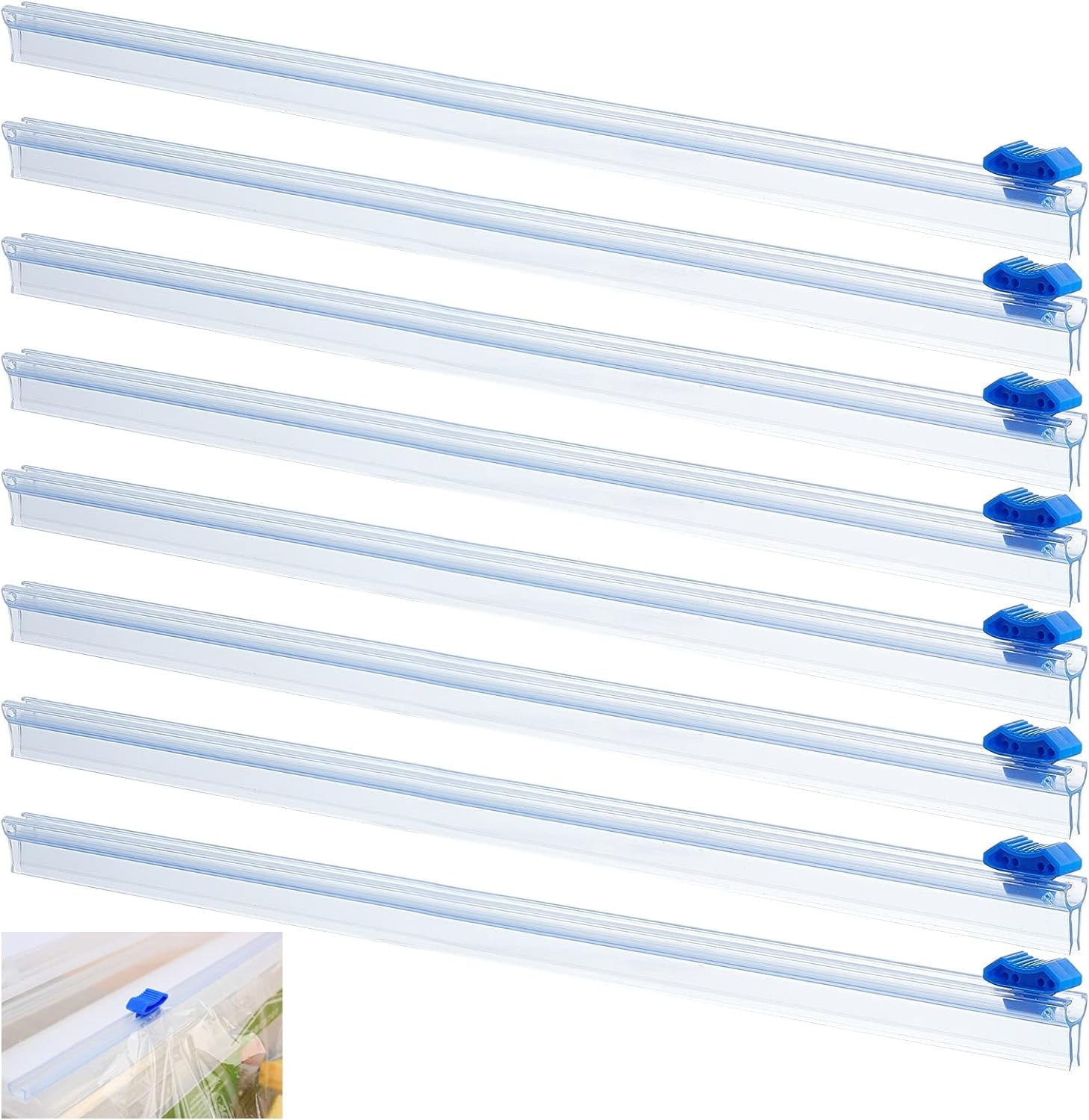 8pcs Slide Cutter 13" Reusable Food Wrap Cutter Blue Cling Film Cutter ...