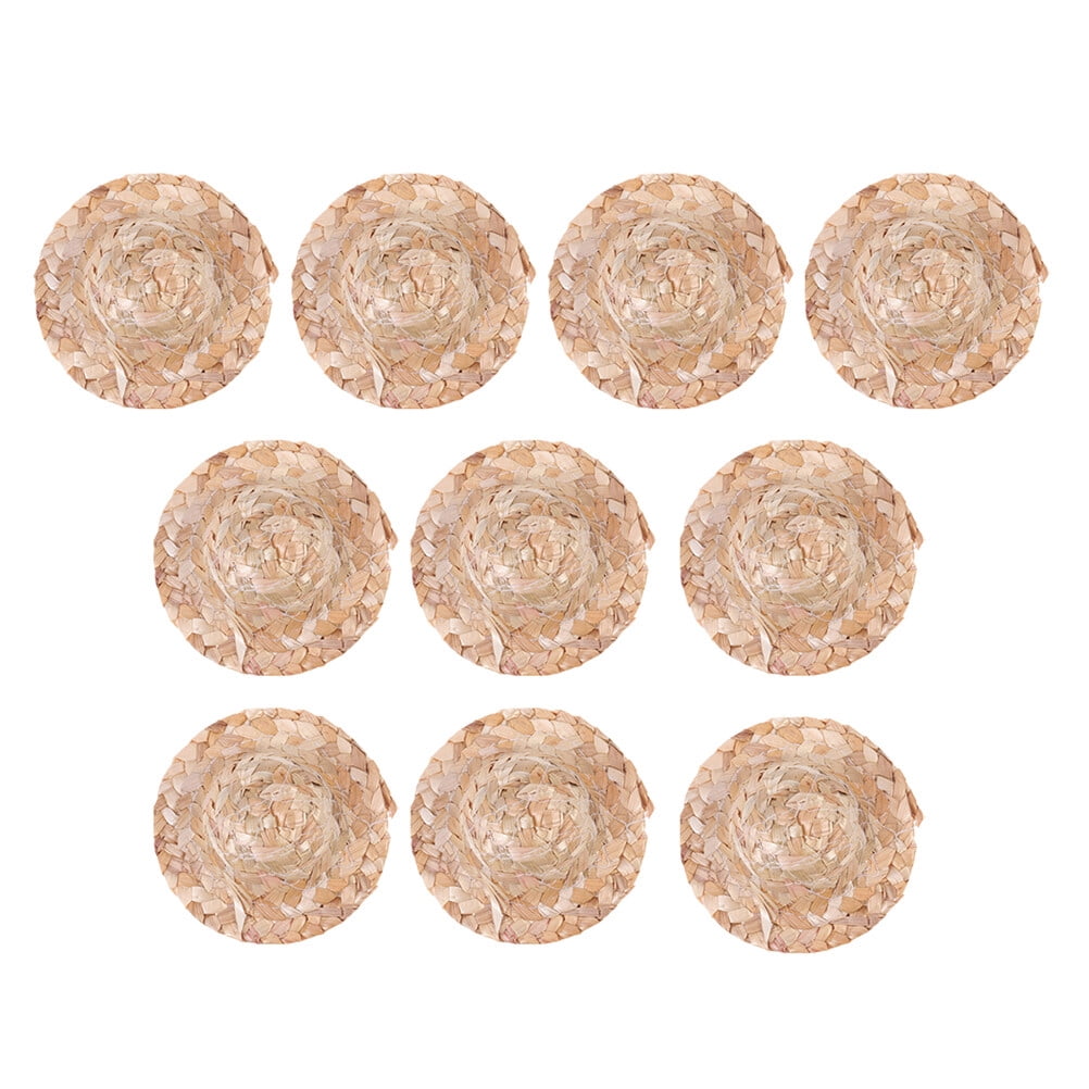 8pcs Small Straw Hats Miniature Knitting Hat Mini Straw Top-Hat for DIY ...