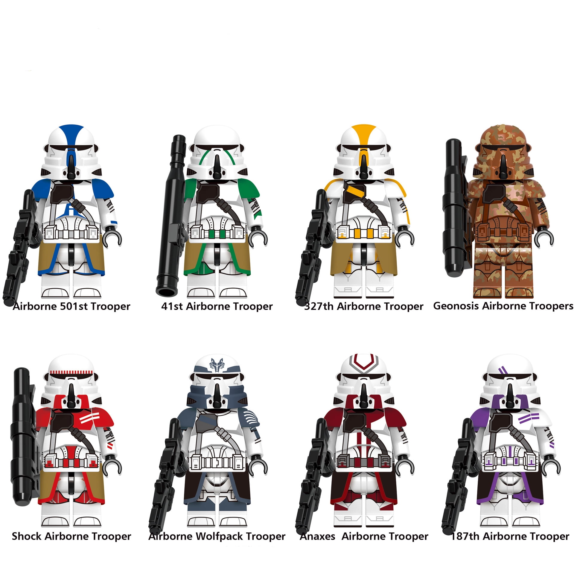 8pcs Space Legion Clone Troopers Minifigure Set – Includes 501st, Shock ...