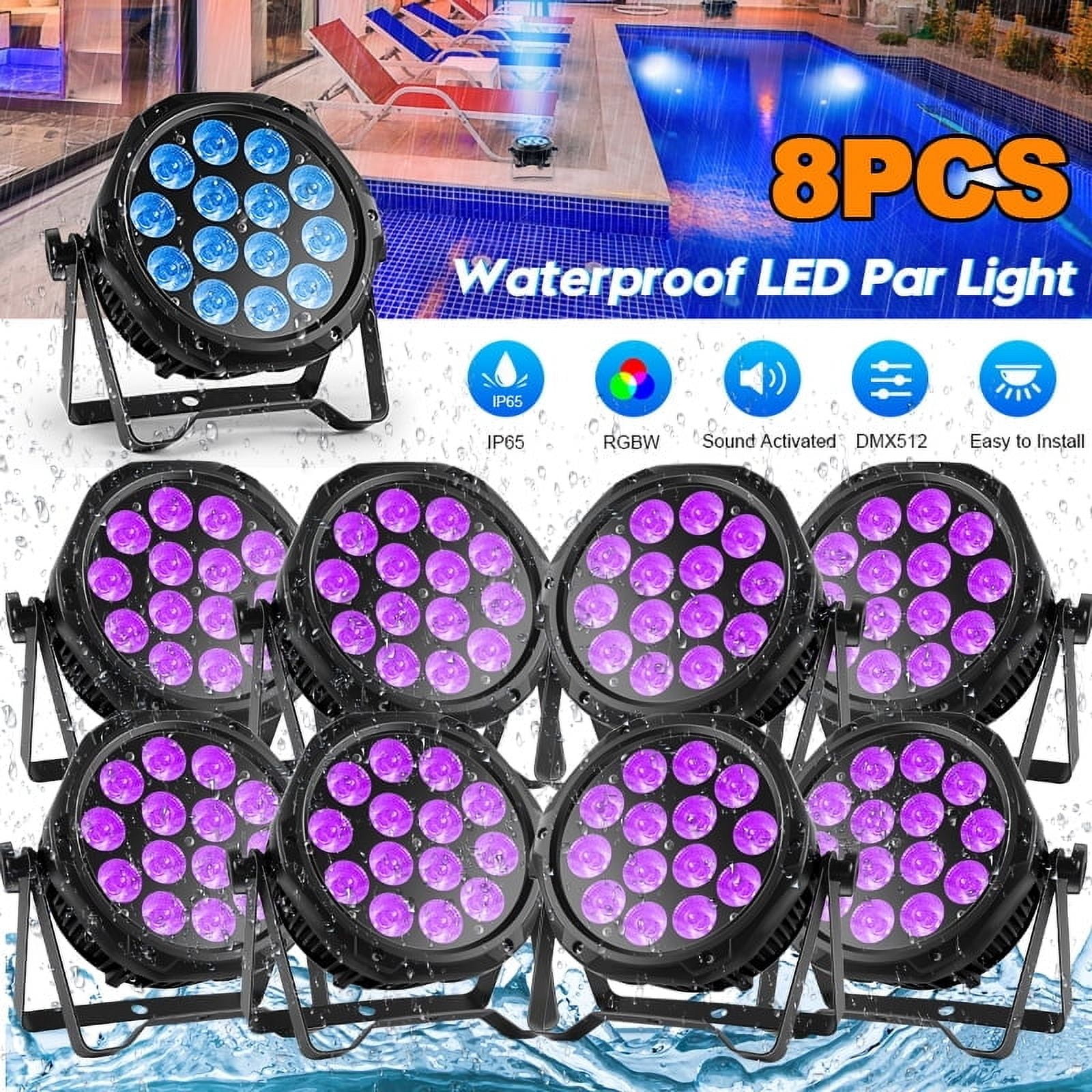 8pcs Waterproof RGBW Stage Par Light, 14 LED DJ Lighting, DMX Control ...