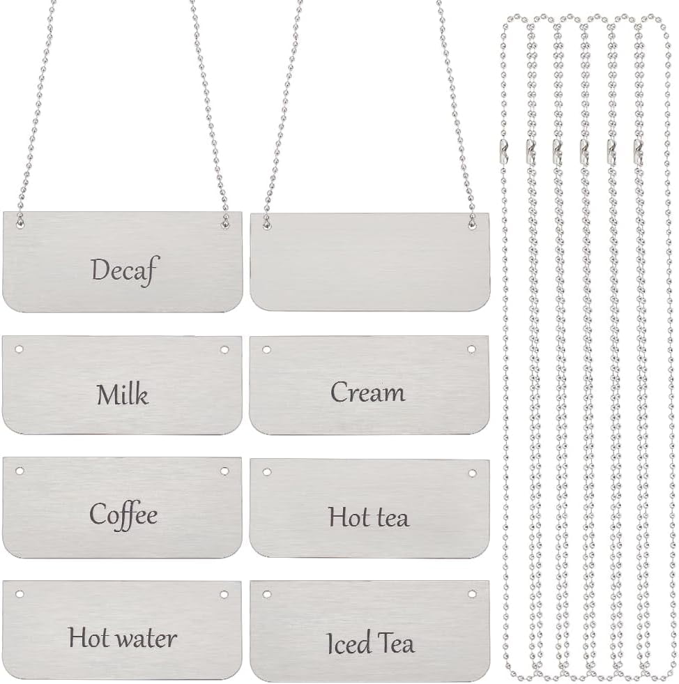 8pcs Stainless Steel Chain Signs 37.5x87.5mm Rectangle Hanging Chain ...