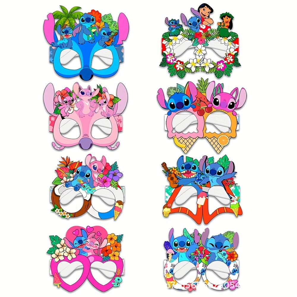 8pcs Stitch Themed Paper Glasses, Birthday Party Photo Props. Stitch ...