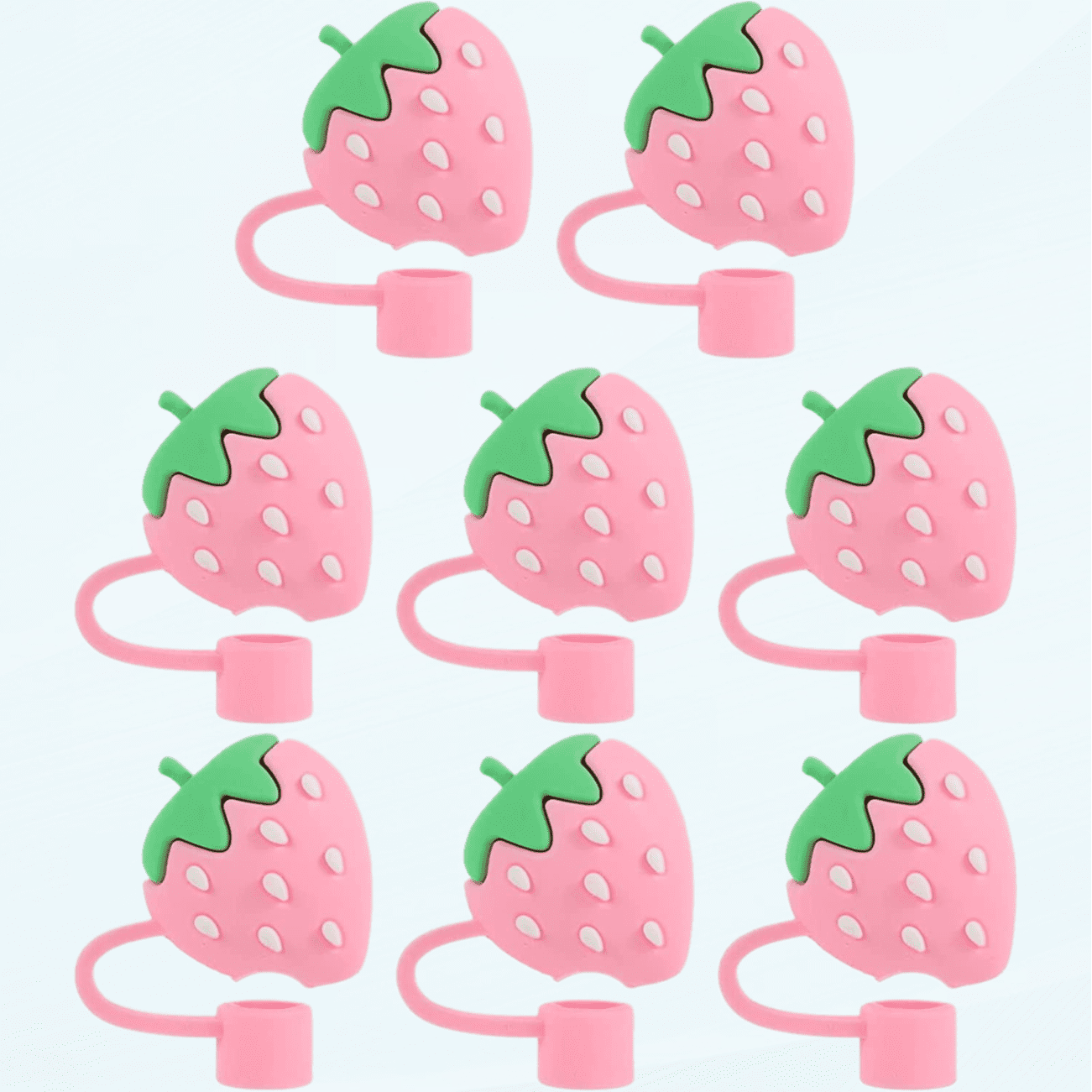 8pcs Straw Cover Cap Reusable Silicone Straw Toppers Cute Drinking ...