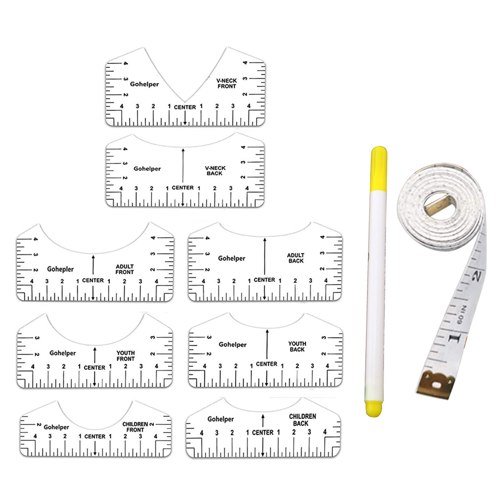 8pcs T-Shirt Alignment Ruler Guide Tool to Center Designs for Vinyl ...