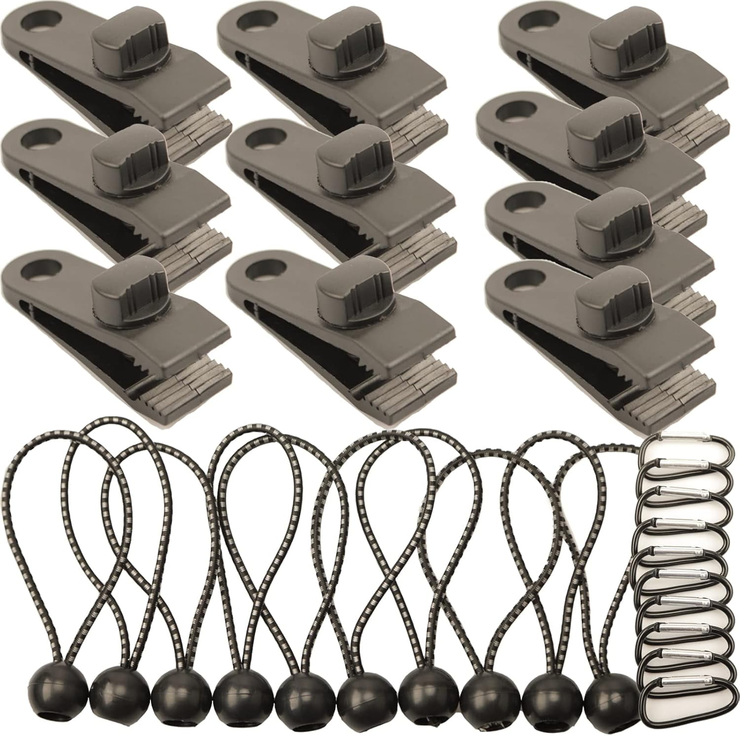 8pcs Tarp Clips with 8pcs Ball Bungee Cords, 8pcs Carabiner Clip Lock ...