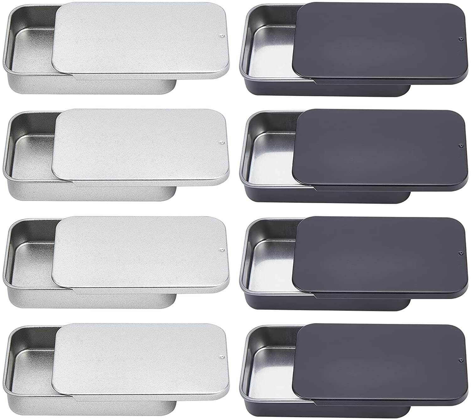 8pcs Tinplate Slide Cover Box Rectangular Tin Box Metal Tin Box Empty ...