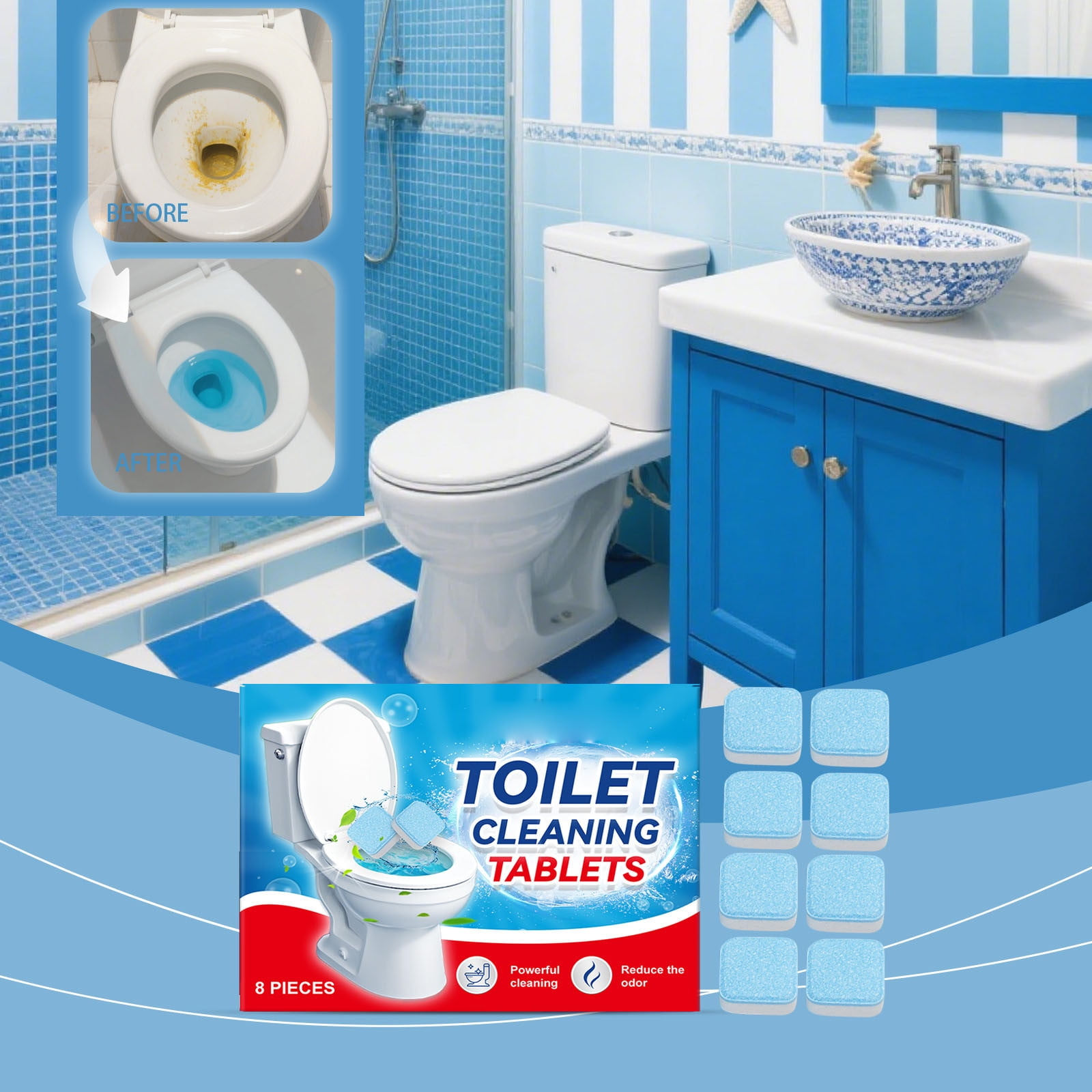 8pcs-Toilet Bowl Cleaners,Automatic Toilet Bowl Cleaners,Effervescent ...