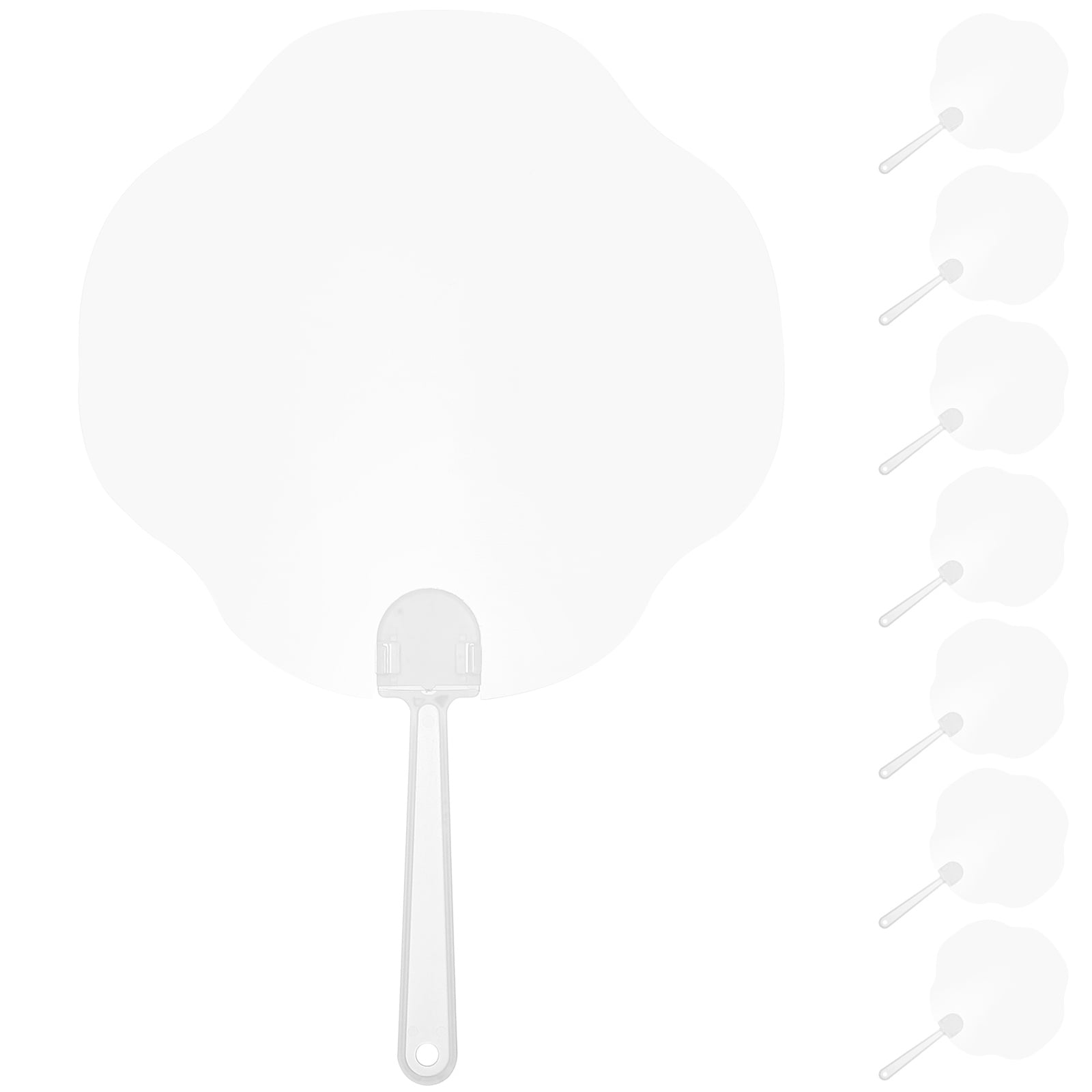 8pcs Transparent Blank Fans for DIY Use Hard PVC Material White Color ...