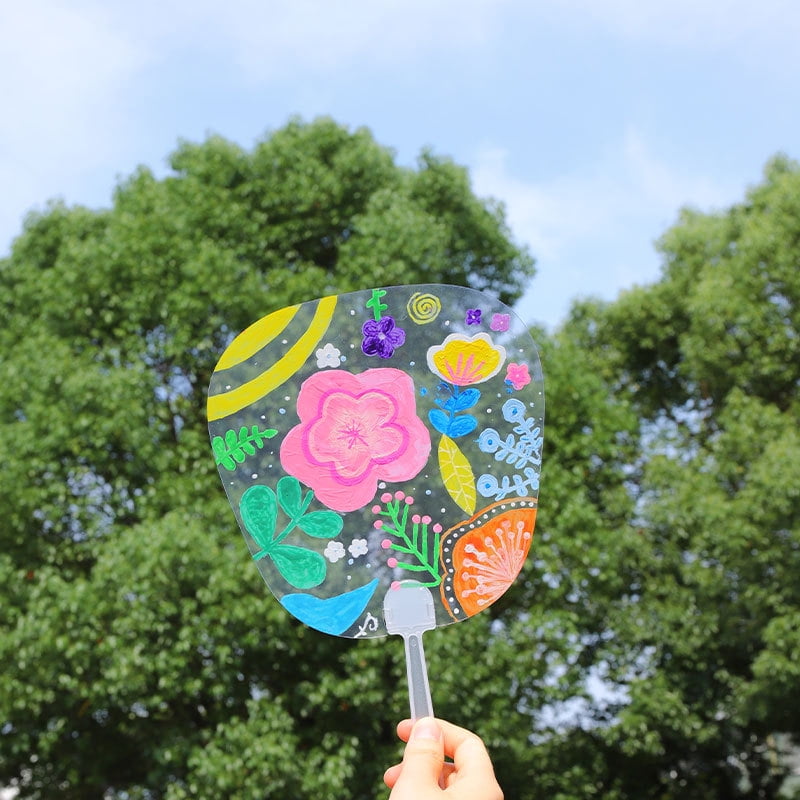 8pcs Transparent Blank Painting Fans DIY Drawing Fans Clear Drawing ...
