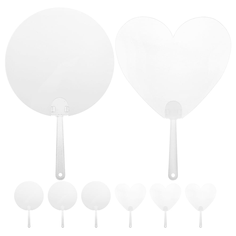 8pcs Transparent Fans Blank Painting Fans DIY Drawing Hand Fans Clear ...