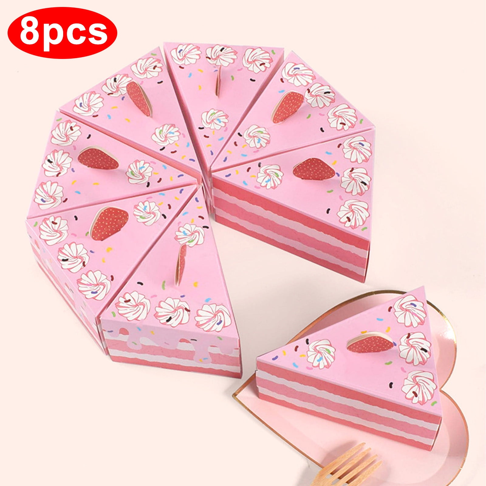 8pcs Triangular Cake Candy Box, Pink Cute Candy Box Paper Gift Box ...