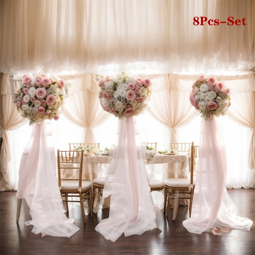 8pcs Tulle Chair Sashes for Weddings and Events, Elegant Sheer Fabric ...