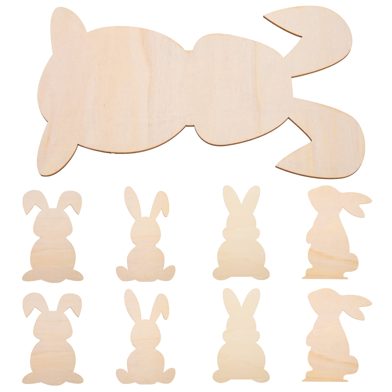 8pcs Unfinished Wooden Bunny Slices Wood Rabbit Ornaments Rabbit ...