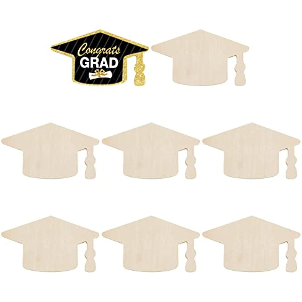 8pcs Unfinished Wooden Graduation Cap Cut Graduation Cap Shaped Wooden ...