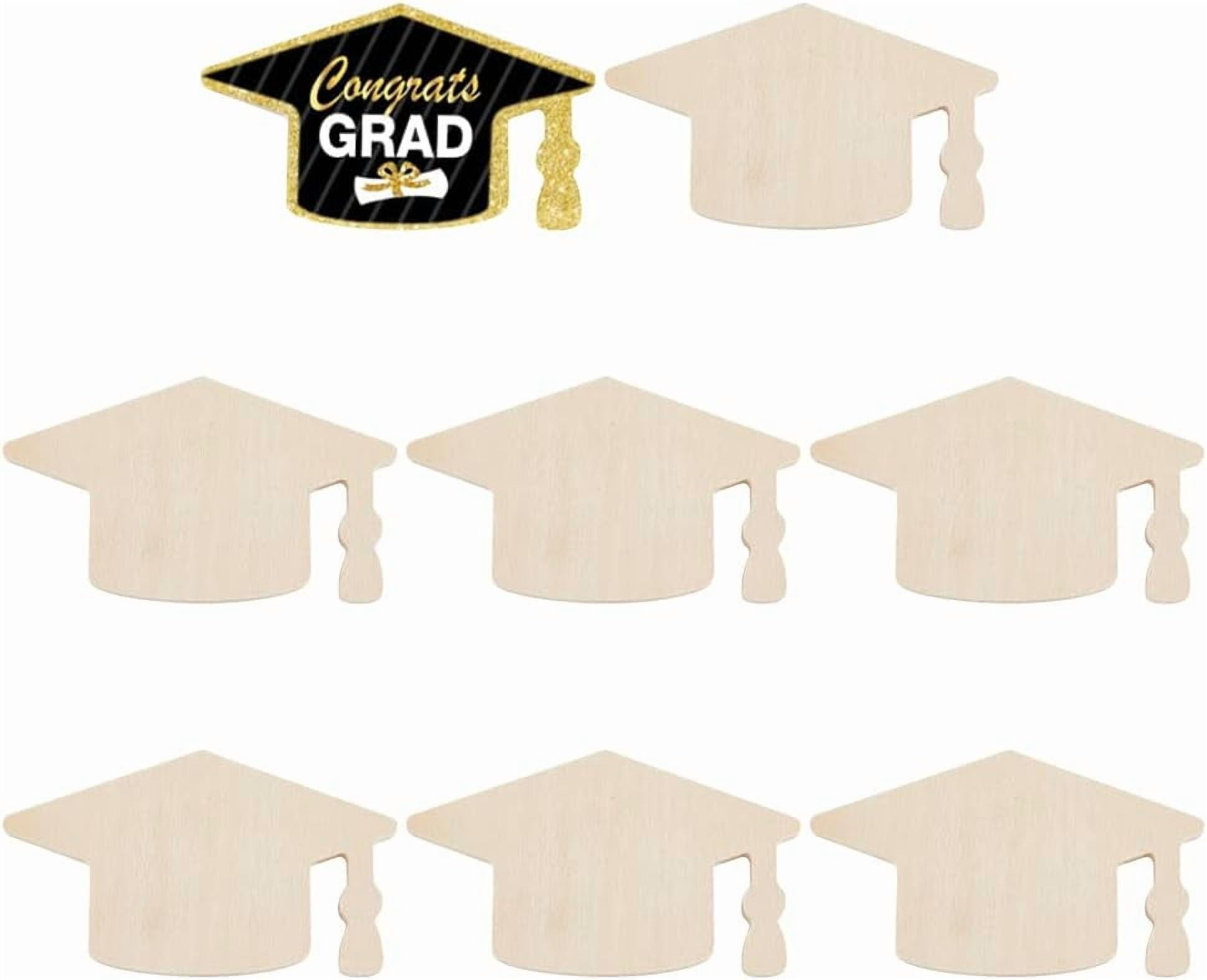 8pcs Unfinished Wooden Graduation Cap Cut Graduation Cap Shaped Wooden ...