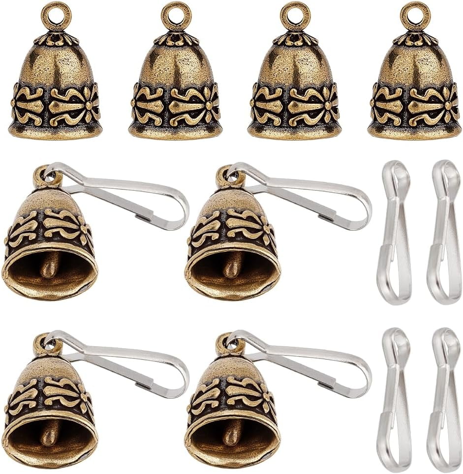 8pcs Vintage Brass Hanging Bells Small Brass Bells for Crafts Tibetan ...