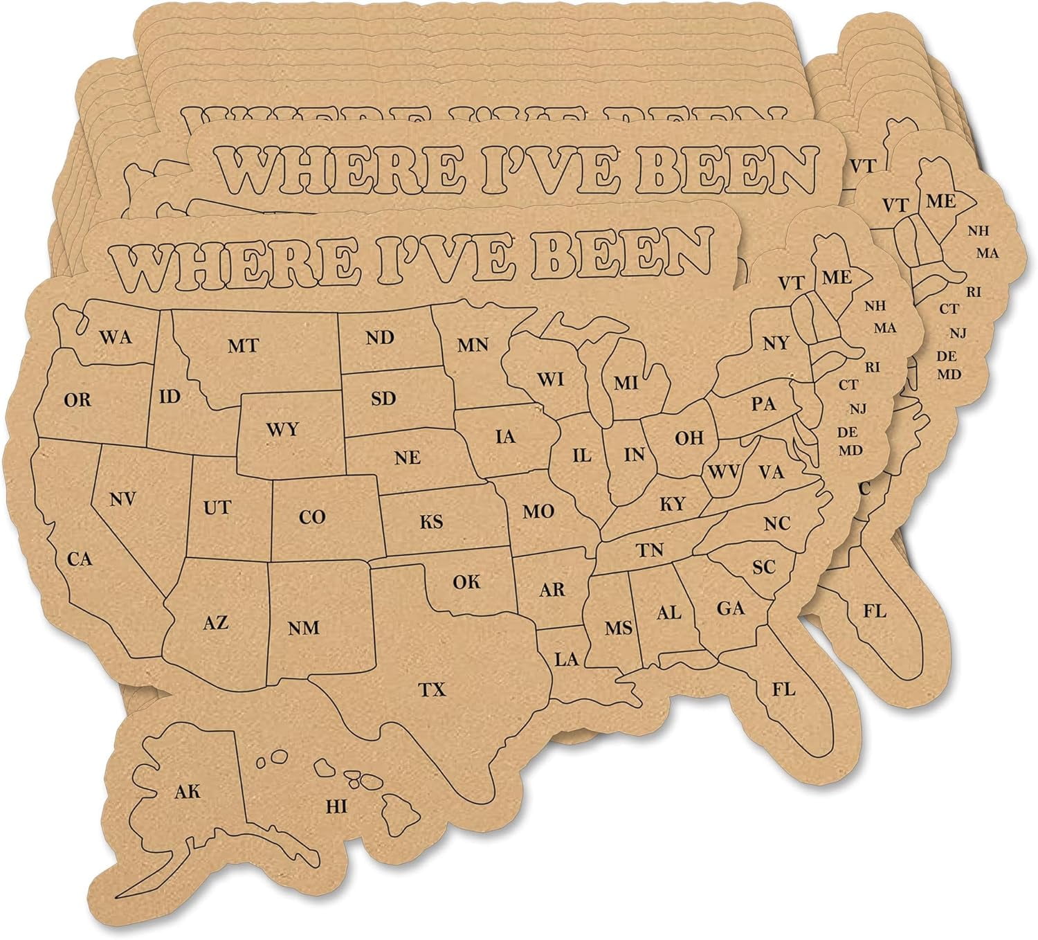 8pcs Where I've Been Map Sticker 3.8x4.8 Inch-Kraft Track Journal ...