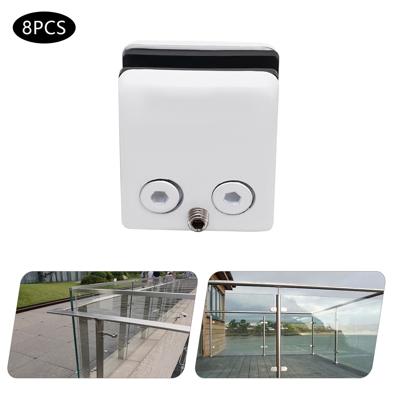 8pcs White Glass Clamp Clip, Stainless Steel Glass Clamp Clip, White ...