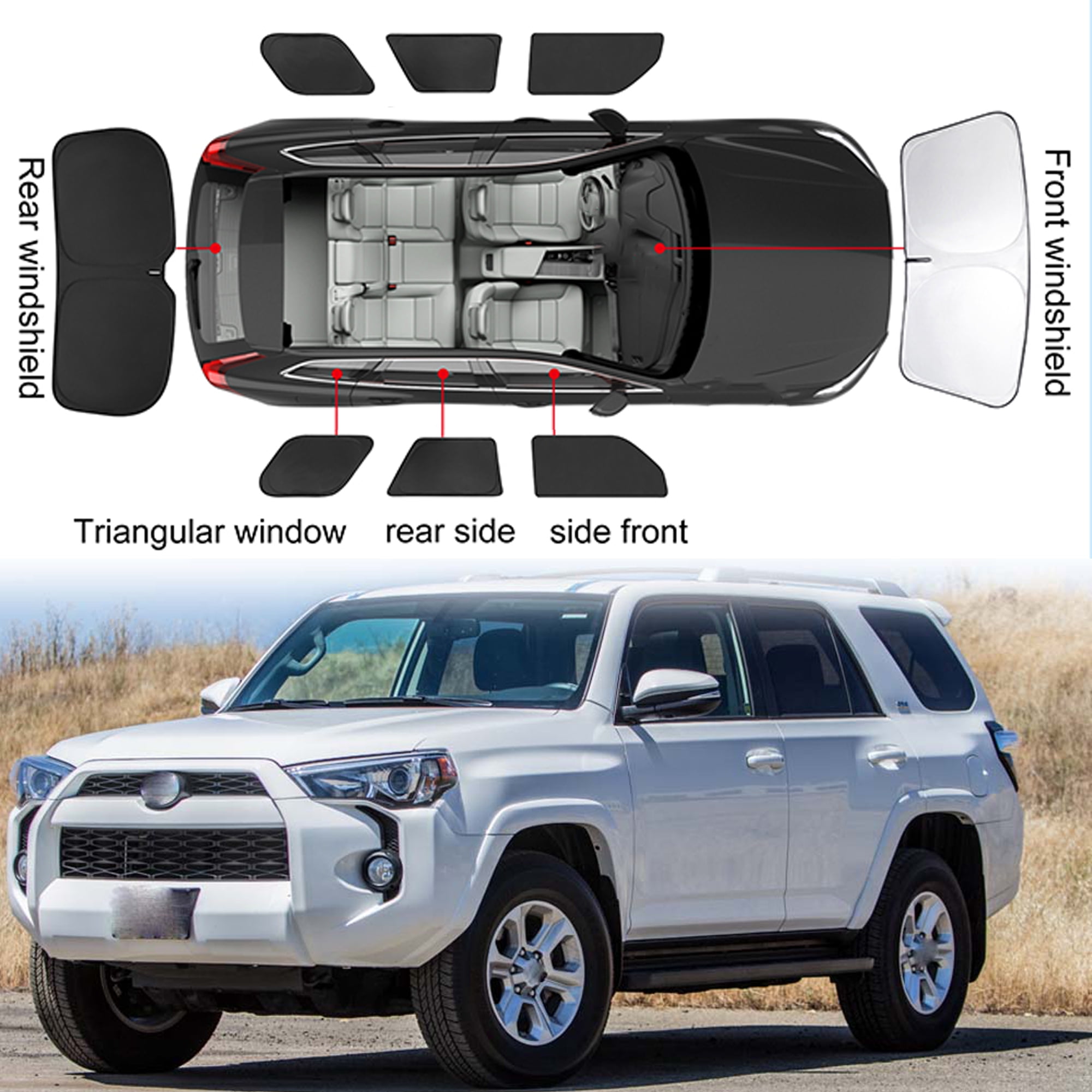 8pcs Windshield Sunshade for 5th Gen Toyota 4Runner 2010-2024 Full ...