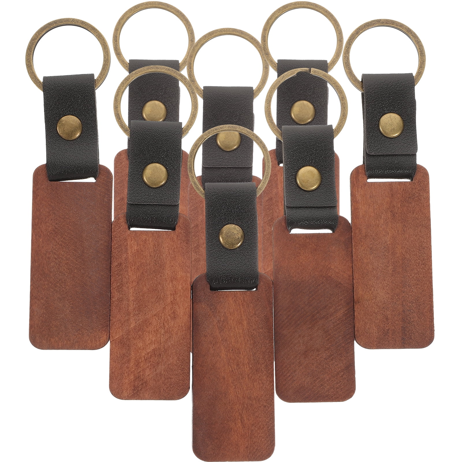 8pcs Wood Blank Keychains Wooden Key Holder Wooden DIY Blank Key Rings ...