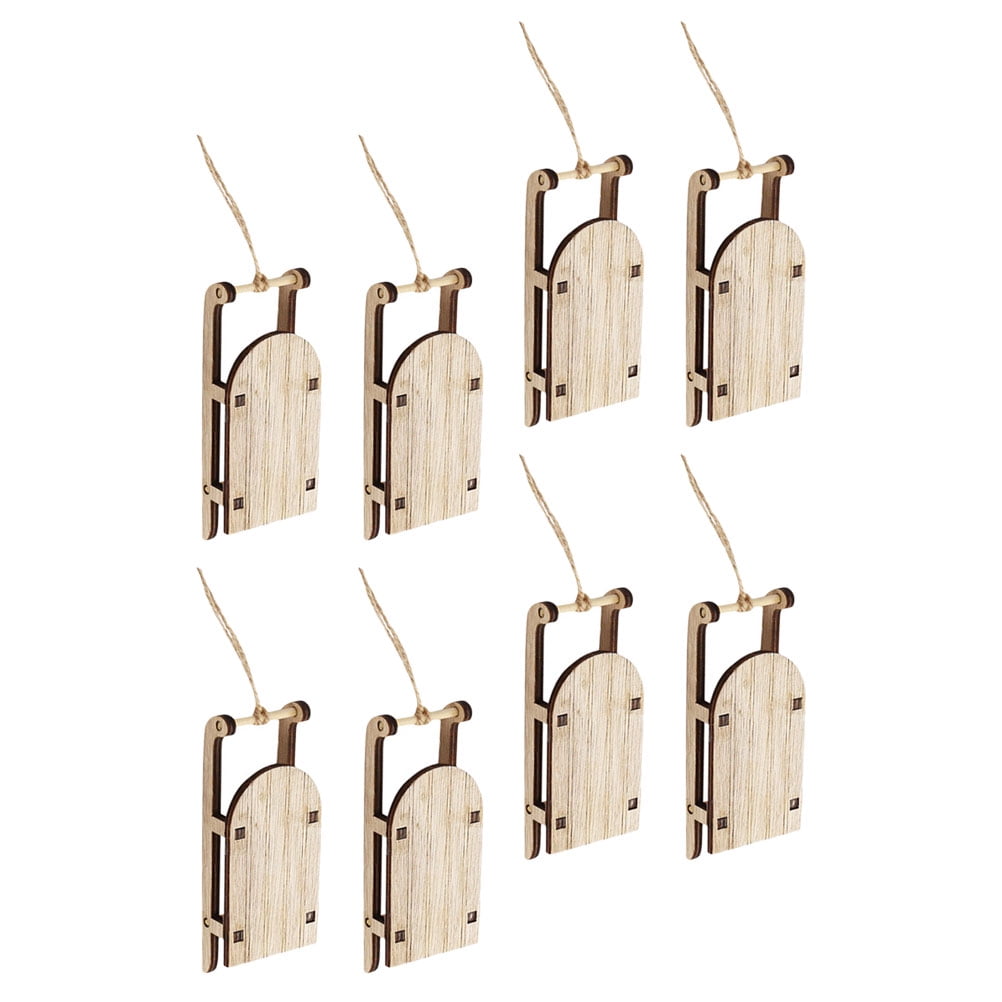 8pcs Wood Sleigh Pendants Unfinished Blank Sleigh Cutouts Hanging ...