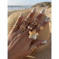 8pcs Yellow Gold Summer Vintage Beach Ring Set Sun Starfish Shell ...
