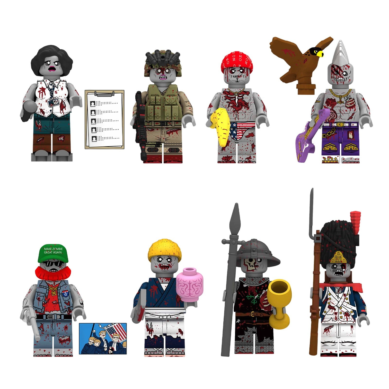 8pcs Zombie Minifigure,2-inch Tall Zombie Minifigure,Mini Zombie ...