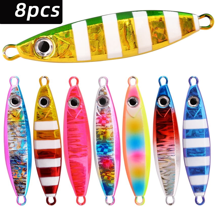 8pcs/lot Metal Jig Fishing Lure 40g 60g 80g100g Night Light Jigging ...