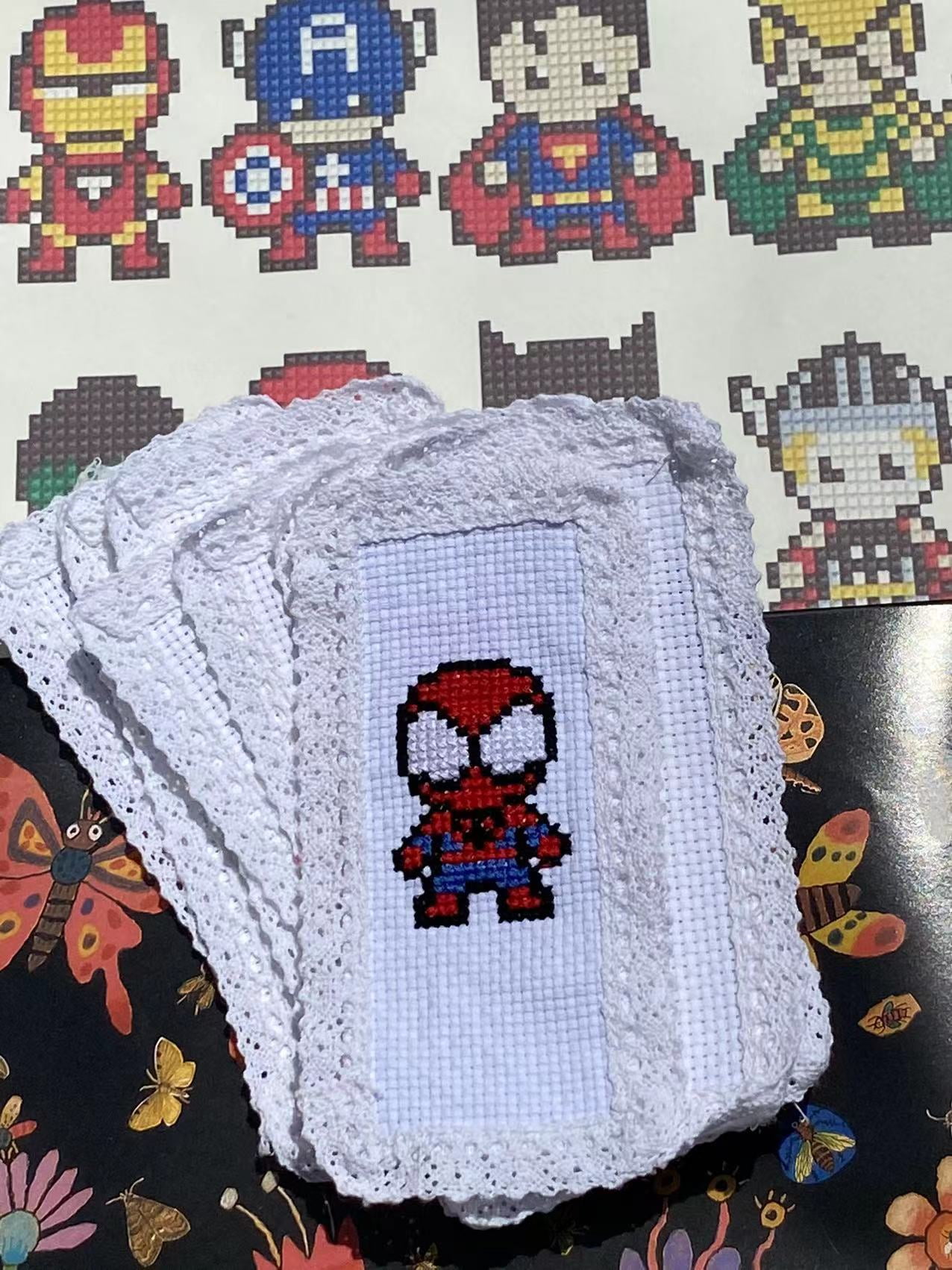8pcs of Small Easy Cartoon Superhero Bookmark Counted Cross Stitch Kits ...
