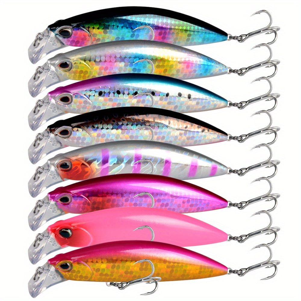 8pcs/set 30g/4.13inch Sinking Minnow, Long Cast Lure Bait, Warped Mouth ...