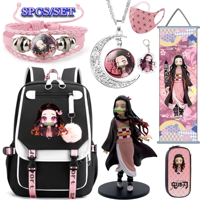 8pcs/set Anime demon slayer Nezuko Backpack, doll + mask - Walmart.com