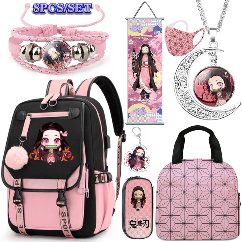 8pcs/set Anime demon slayer Nezuko Backpack, latpop bag - Walmart.com